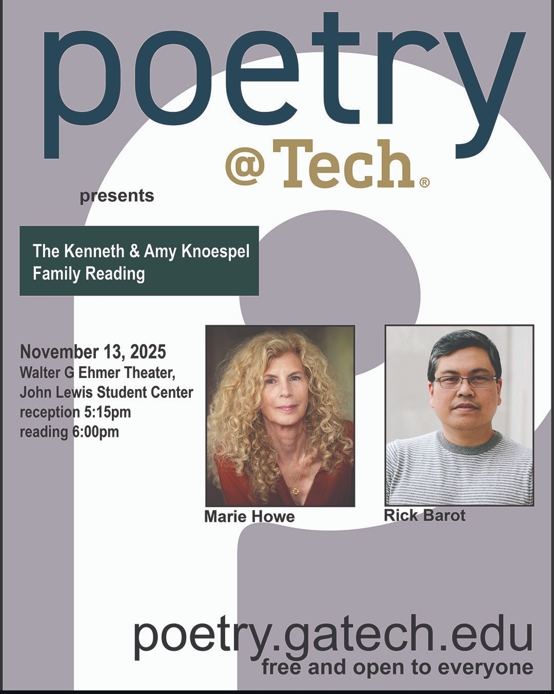 Poetry@Tech Presents: The Kenneth and Amy Knoespel Family Reading ...